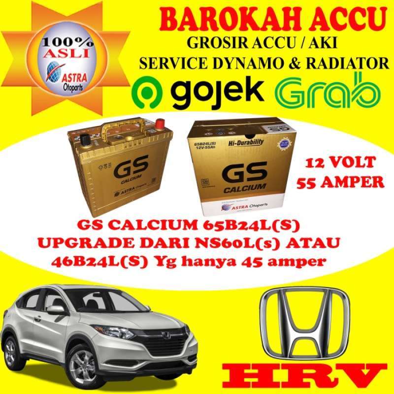 Jual Promo Aki Gs Astra Mobil Honda Hrv Gs Calcium 65b24l(s) , 55 Ah Di ...