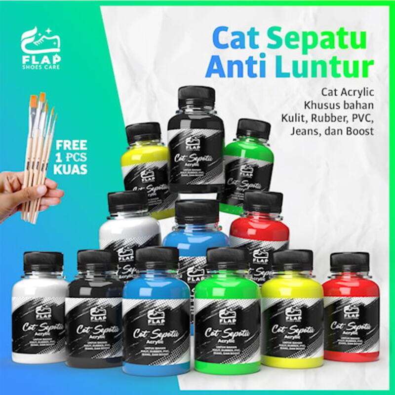 Promo FLAP LEATHER PAINT Cat Sepatu Akrilik Bahan PVC Rubber Jeans ...