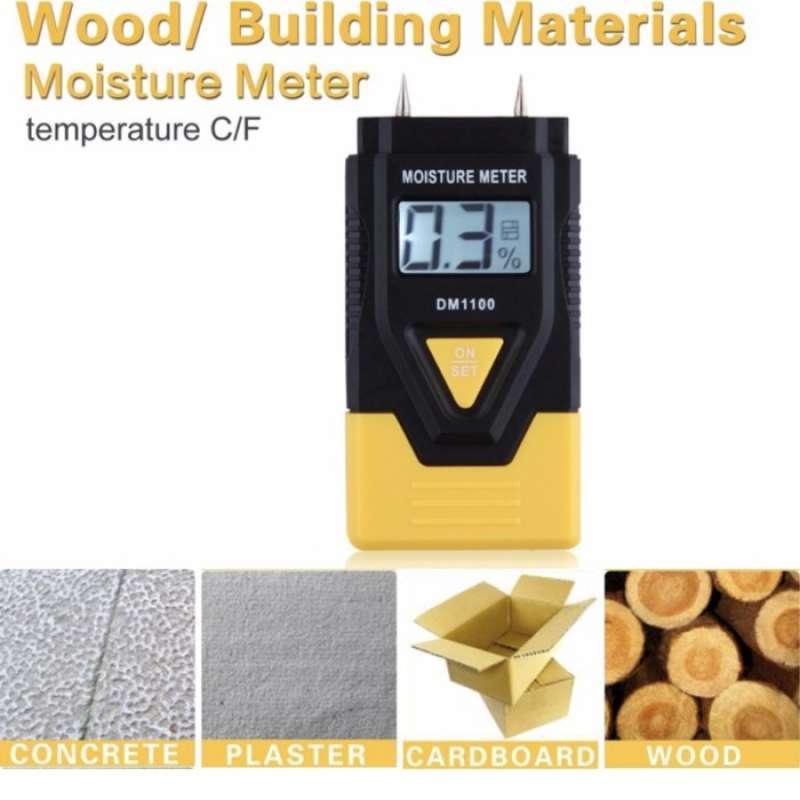 Promo DM1100 3 in 1 Kadar Air Kayu Tembok Wood Moisture Meter Concrete ...
