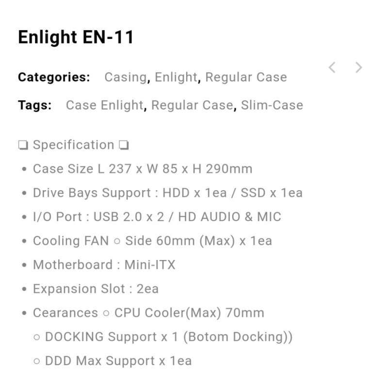 Jual Casing Pc Mini Itx Enlight En-11 Include Psu Flex 150w Di Seller ...