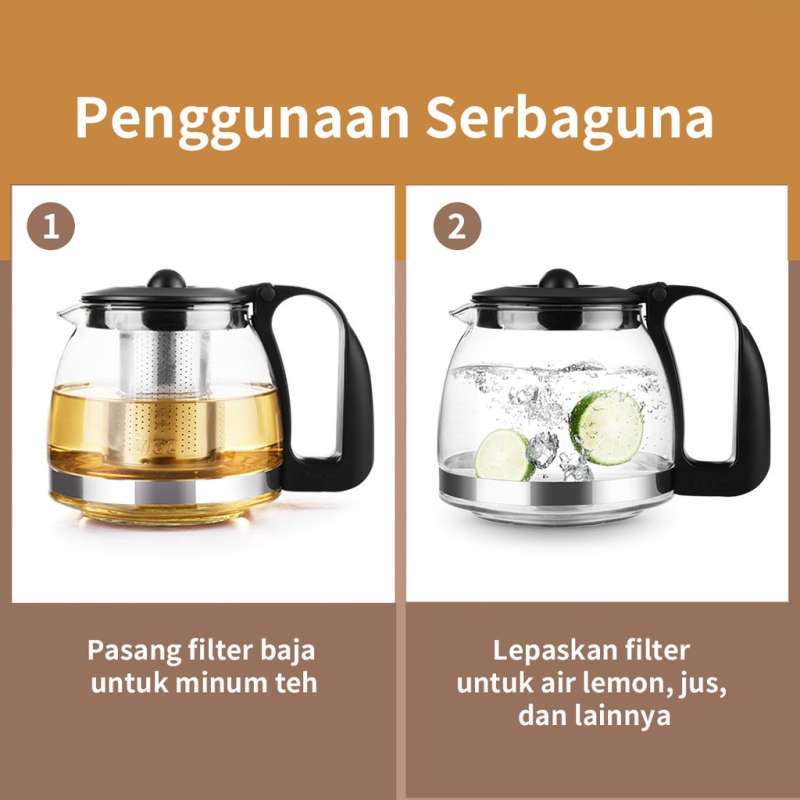 Jual Set 5 In 1 Tea Pot, Teko Kaca Dengan Saringan/teko Teh Kopi Dengan ...