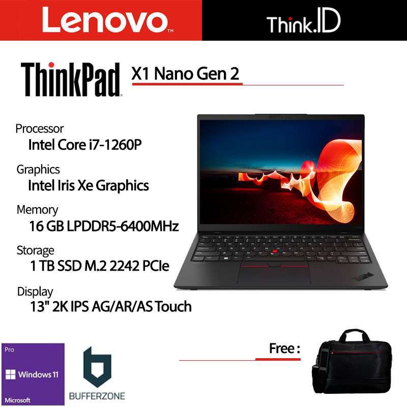 Jual ThinkPad X1 Nano G2 i7-1260P 16GB 1TB NVMe 132K Touch Iris Xe ...