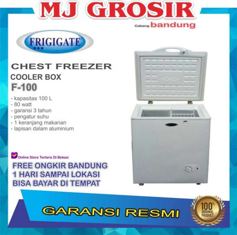 Promo FRIGIGATE F 100 CHEST FREEZER BOX 100 L LEMARI PEMBEKU 100 LITER ...