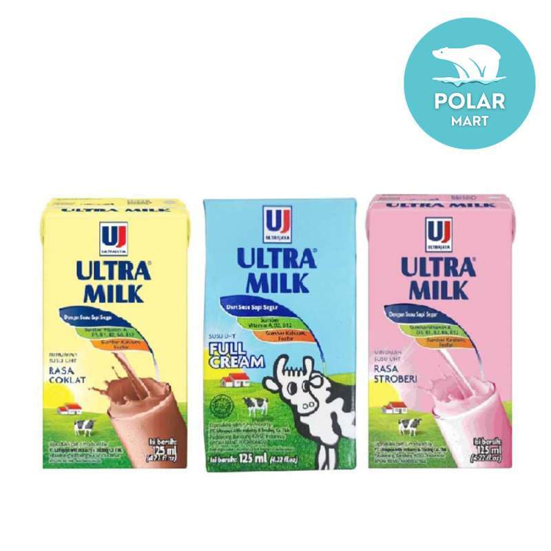 Jual Ultra Milk 125ml Rasa Cokelat, Full Cream & Strawberry di Seller Yellow Mart - Sukaraja ...