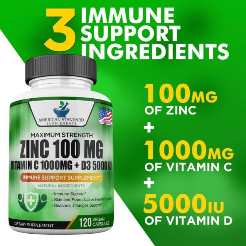 Jual ZINC 100 MG, VITAMIN C 1000 MG, D3 5000 IU 3 IN 1 IMMUNE SUPPORT di Seller Nur Nur Toko ...