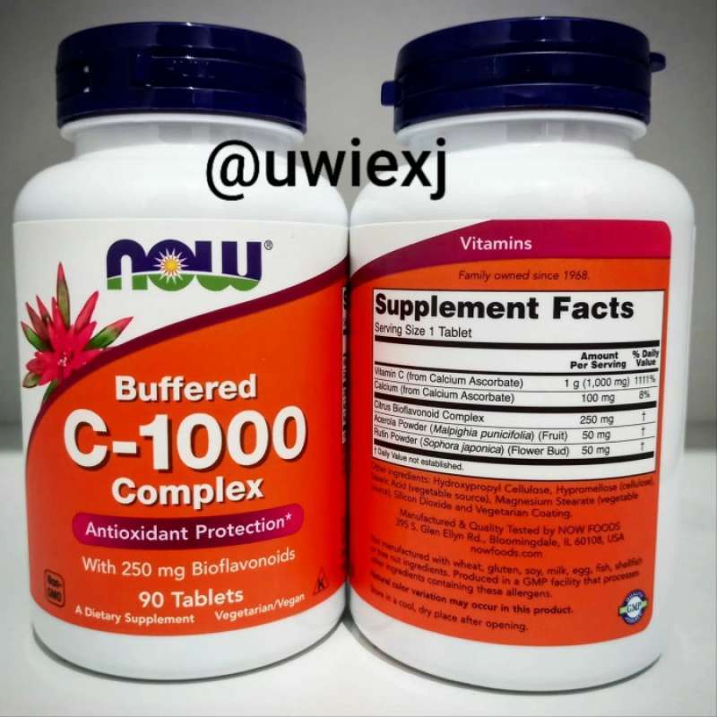 Jual VITAMIN C 1000MG BUFFERED / NOW BUFFERED C 1000MG COMPLEX ISI 90 ...