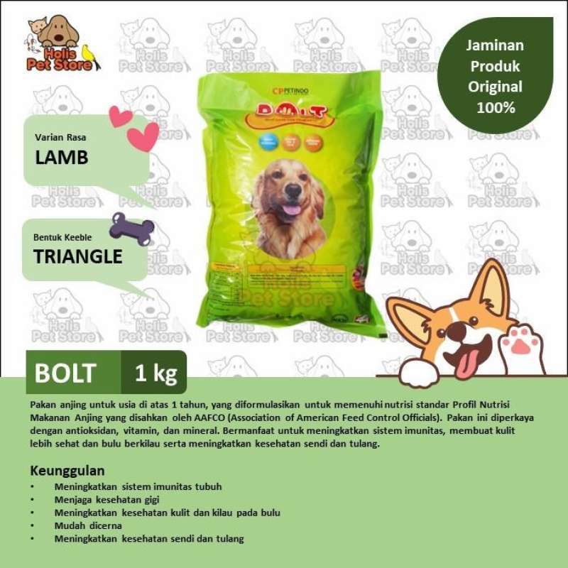 Jual Bolt Dog Food Repack 1 kg / Lamb di Seller Holis Petshop - Caringin, Kota Bandung | Blibli