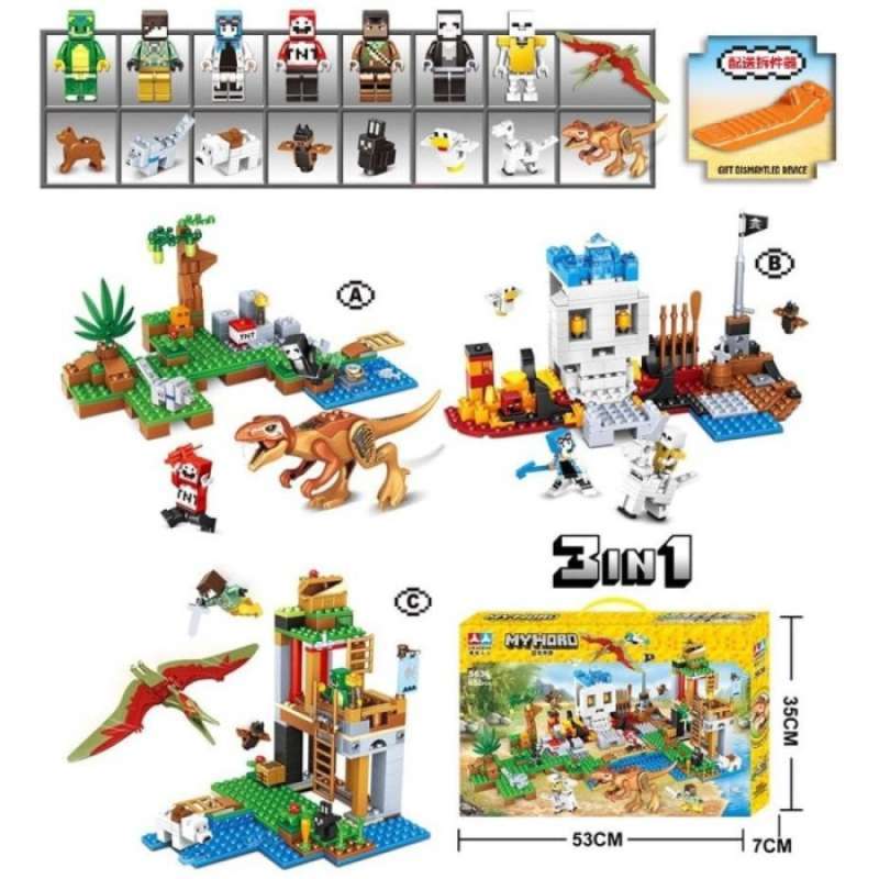 Promo Brick Lego Compatible Minecraft Jurassic Dino Island My World ...
