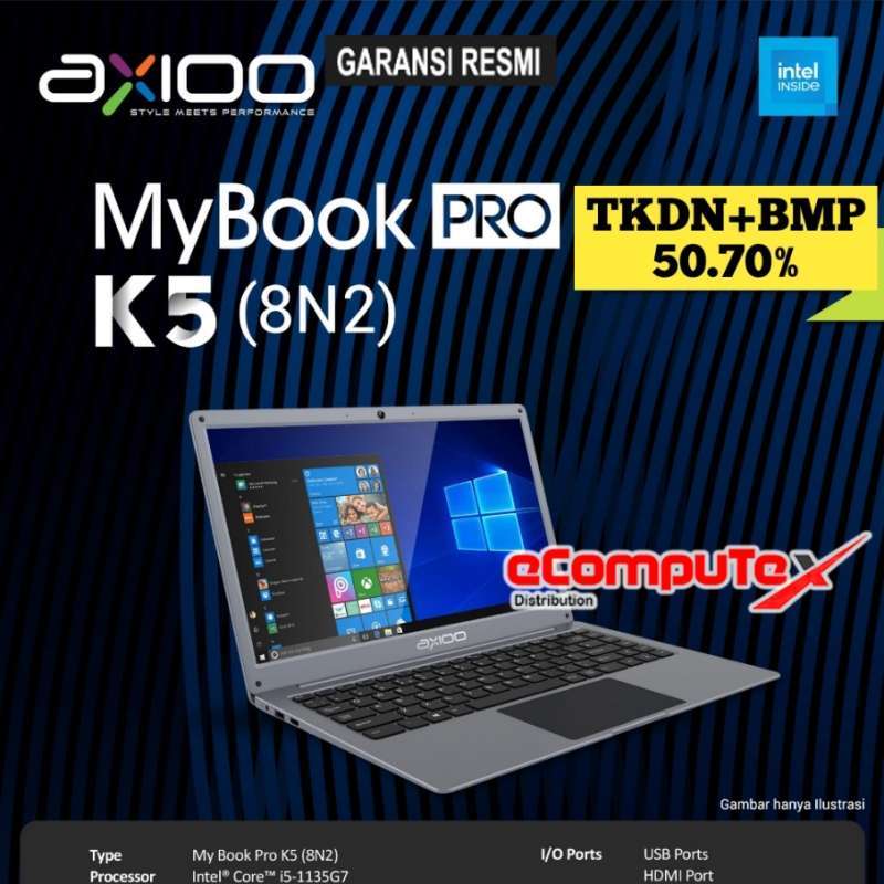 Jual Notebook Axioo Mybook Pro K5 (8n2) Tkdn (i5-1135g7/8g/256g Ssd Nvme) Garansi Resmi Di ...