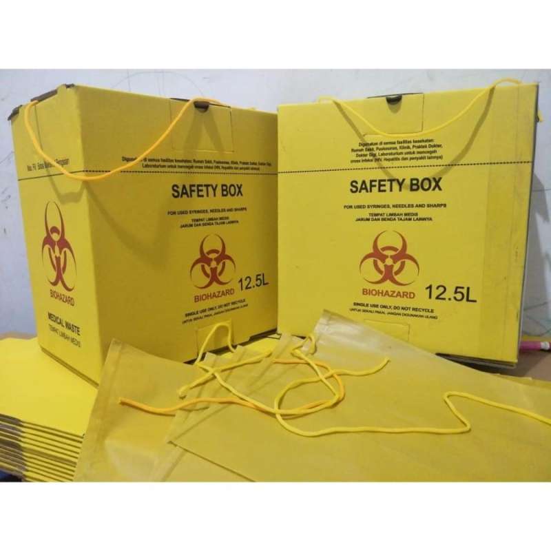 Jual safety box 12.5 Liter (Tali+Inner Plastik) / Tempat Sampah Medis ...