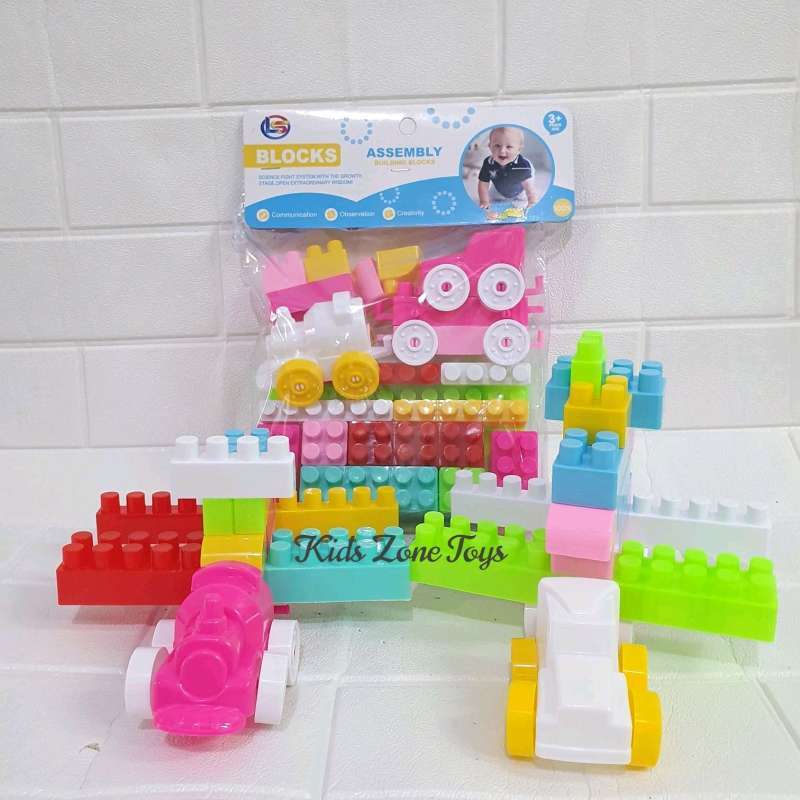 Jual mainan edukasi anak block besar LB13 Block kereta susun isi 41pcs di Seller Kids Zone Area ...