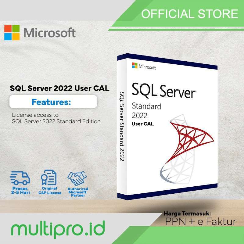 Jual Microsoft SQL Server 2022 - 1 User CAL CSP di Seller MULTIPRO.ID Official Store - Pejagalan ...
