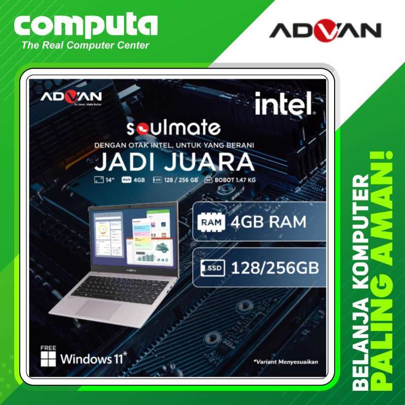 Jual Advan Soulmate Intel N4020 4gb Ram 128gb Dos / 256gb Win 14 Inch ...