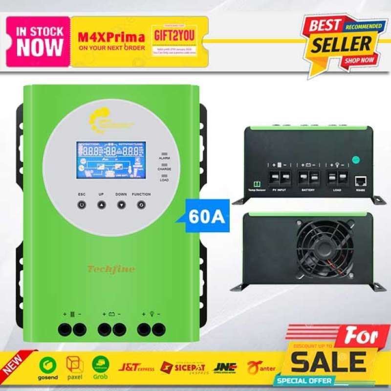 Promo Mppt 60a Techfine Scc Pv Solar Panel Surya Charge Controller ...