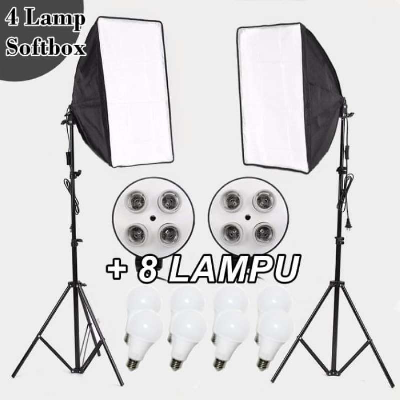Jual Paket Lengkap Led Softbox 4 Lamp Holder And Light Stand 200cm