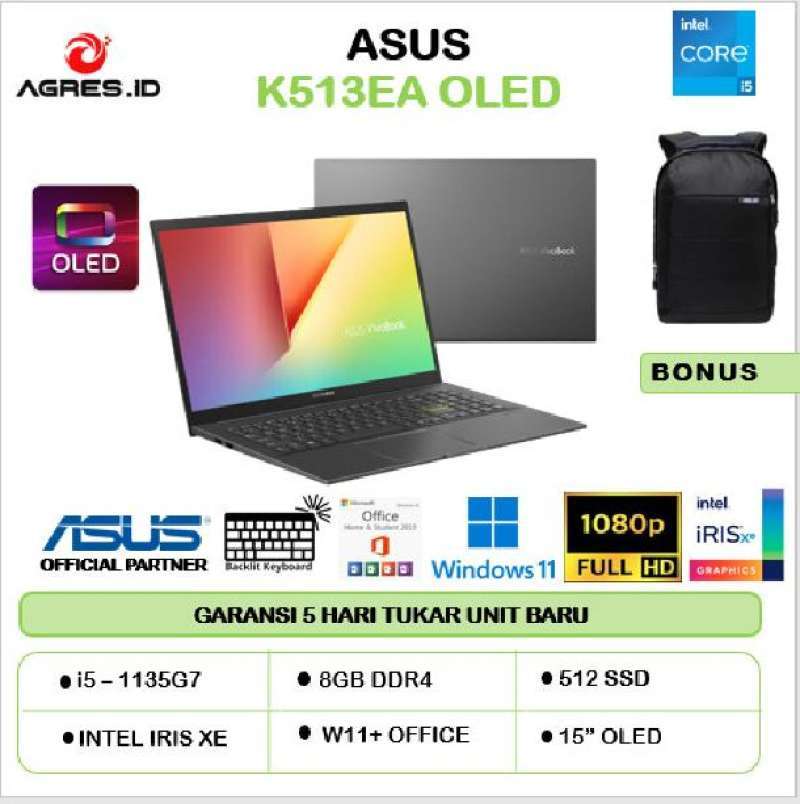 Jual Asus Vivobook 15 K513ea I5 1135g7 8gb 512ssd Iris Xe 15.6 Fhd Oled ...