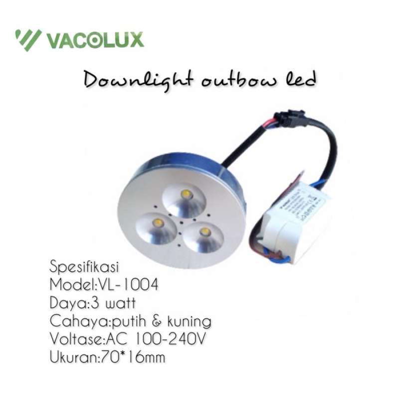 Promo Lampu downlight outbow LED tempel 3 watt vacolux Diskon 23% di ...