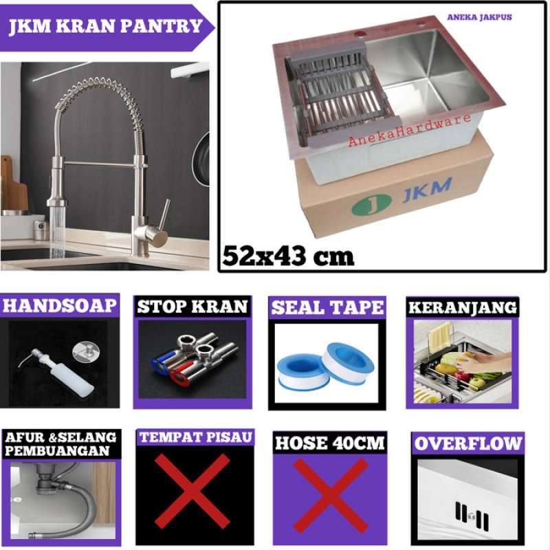 Jual Kitchen Sink 5243 Merek Jkm Stainless Steel 304 / Bak Cuci Piring ...