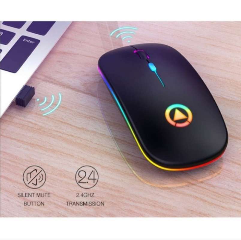 Jual Led mouse Wireless Rechargeable Slim Mouse - HItam di Seller ...