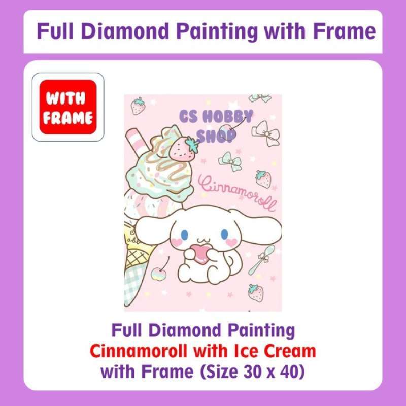 Promo Diamond Painting Frame DIY Cinnamoroll with Ice Cream Sanrio ...