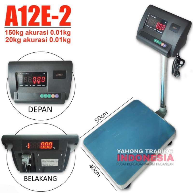 Jual Timbangan Barang Digital Bench Scale A12e Dual Display 150kg 200kg ...