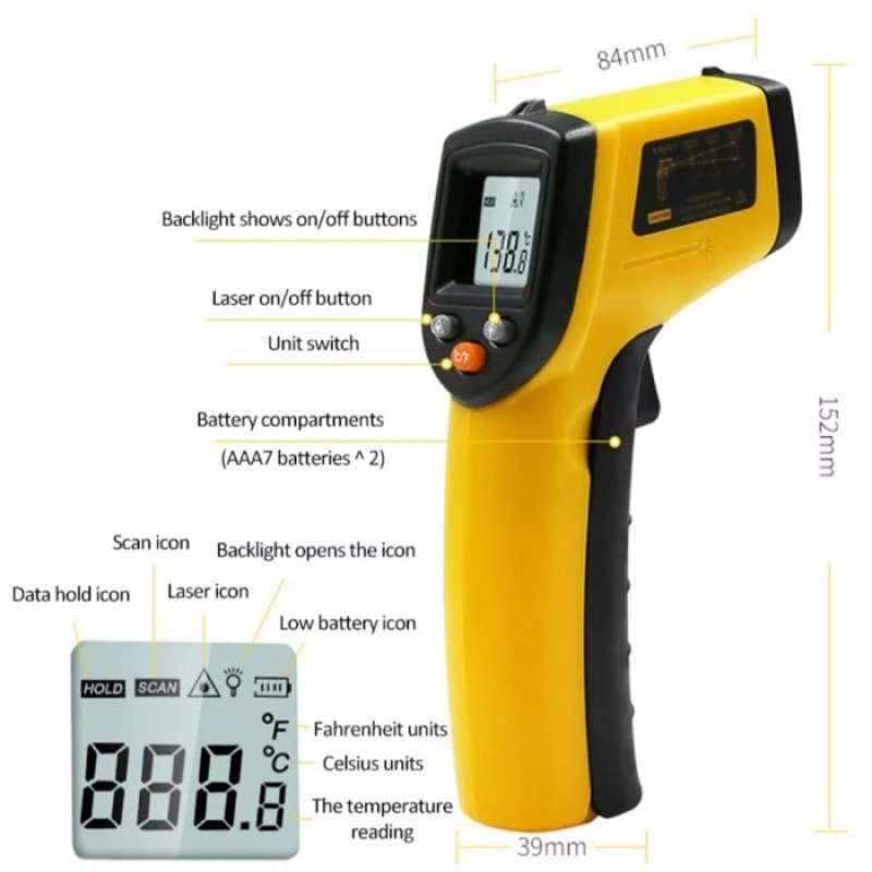 Promo DIGITAL LASER INFRARED THERMOMETER GUN ALAT UKUR SUHU PANAS ...