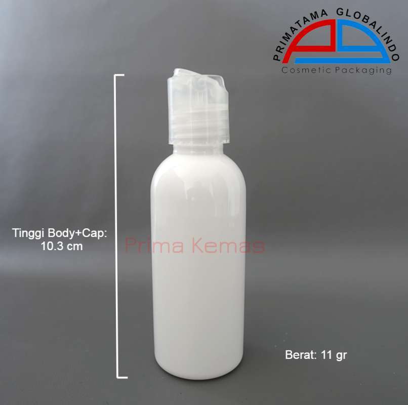Jual Botol Presstop 60 ml Putih - botol kosmetik Prima Kemas - botol skincare Presstop Natural ...