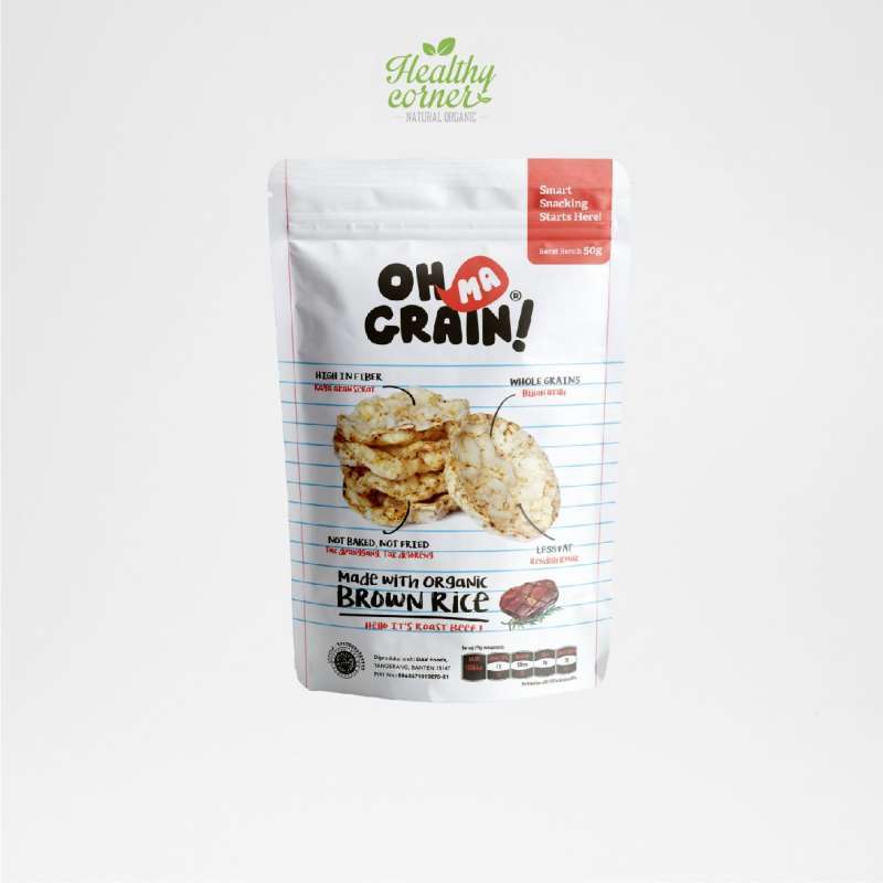 Promo Oh Ma Grain - Organic Brown Rice Crackers Snack Roast Beef 50 gr ...