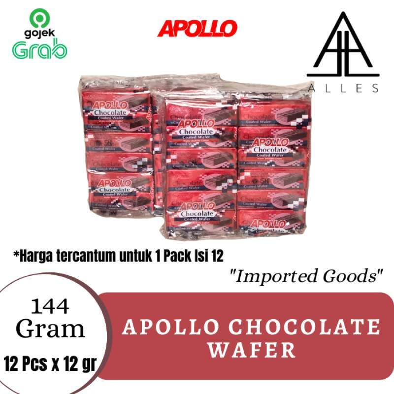 Promo Apollo Chocolate Coated Wafer/ Biskuit Coklat Wafer 1 Pack Isi 12 ...
