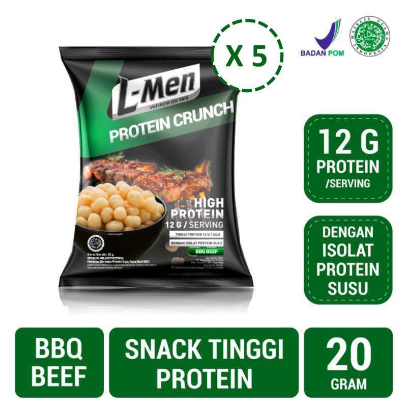 Promo L-Men Protein Crunch BBQ Beef (20gr) x 5 pcs Diskon 13% di Seller ...