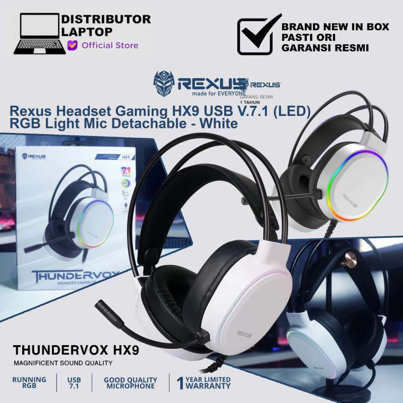 Jual Rexus Thunderfox HX9 - RGB Gaming Headset - White di Seller ...