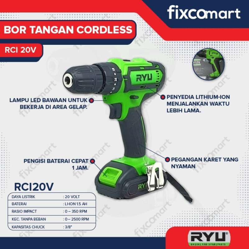 Promo RYU Mesin Bor Cordless Impact RCI 20V Diskon 25% di Seller ...