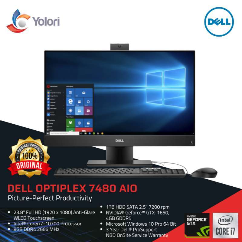 Jual Dell Optiplex 7480 AIO i7-10700 8GB 1TB Nvidia GTX-1650 Windows 10 ...