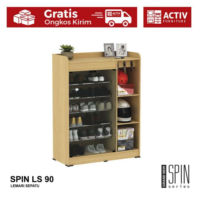 Jual Activ Lemari Sepatu Kaca 5 Susun - Rak Sepatu Helm - SPIN LS 90 - Motif Kayu - Rainbow Oak ...