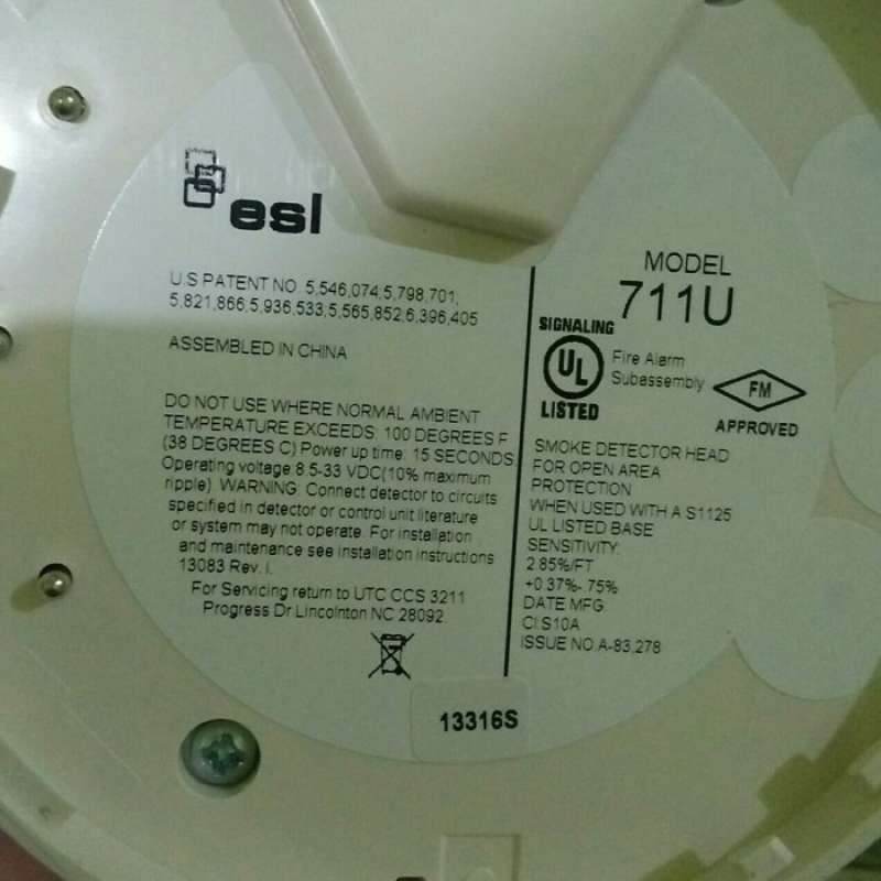 Jual Smoke Detector Merk ESL Type 711U - Photoelectric Smoke detector ...