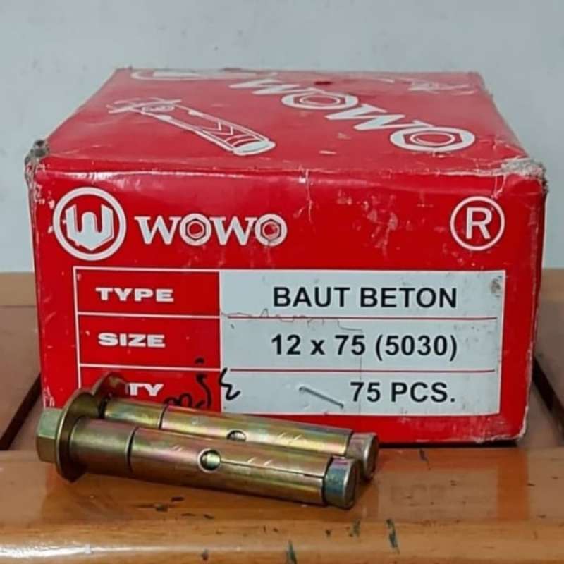 Promo Dynabolt 12x75 mm WOWO Baut Beton isi 75 pcs-ktk-Dinabol M12 ...