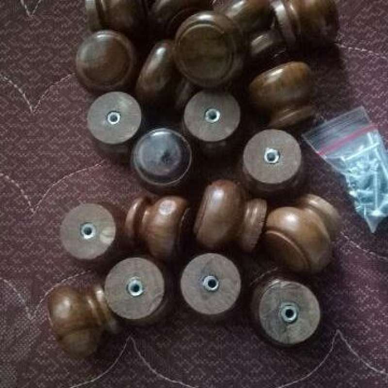 Jual 1 Lusin // Handle Pegangan Laci Kayu Jati Asli - Tarikan Pintu ...