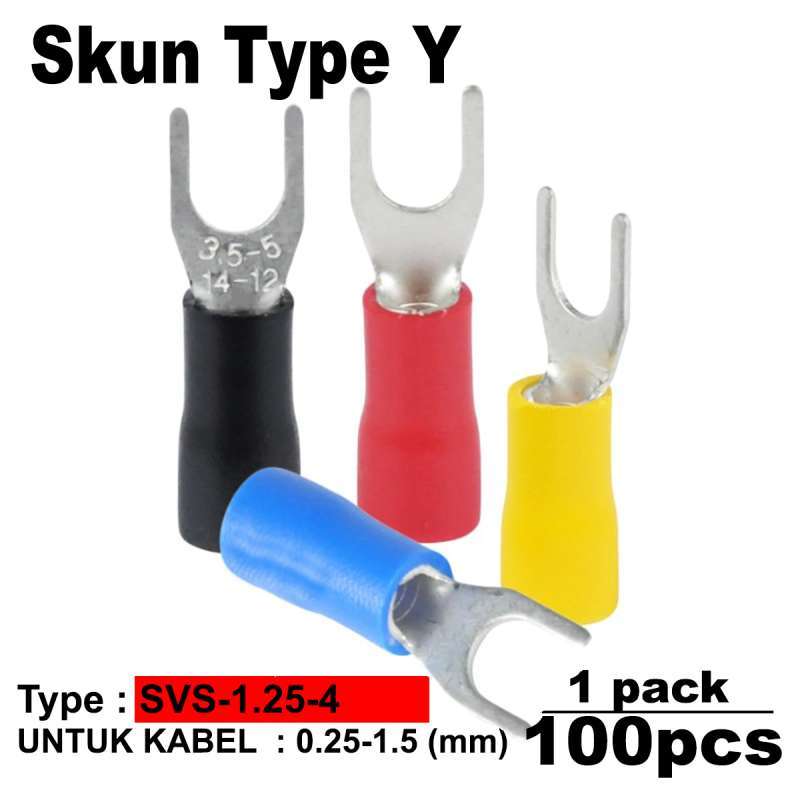 Jual Skun Y/skun Garpu Isolasi/untuk Kabel 0.25-1.5mm Svs1.25-4 Per 1pack - Kuning Di Seller ...