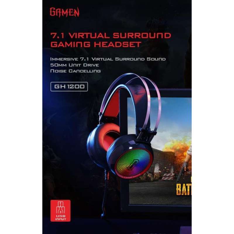 Jual Premium Gamen Gh1200 Usb Input 7.1 Virtual Surround Hidden Mic ...