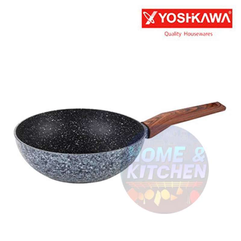 Jual WOK Pan Marble 30 cm Induksi Yoshikawa Wajan WokPan Keramik Anti Lengket - Gray di Seller ...