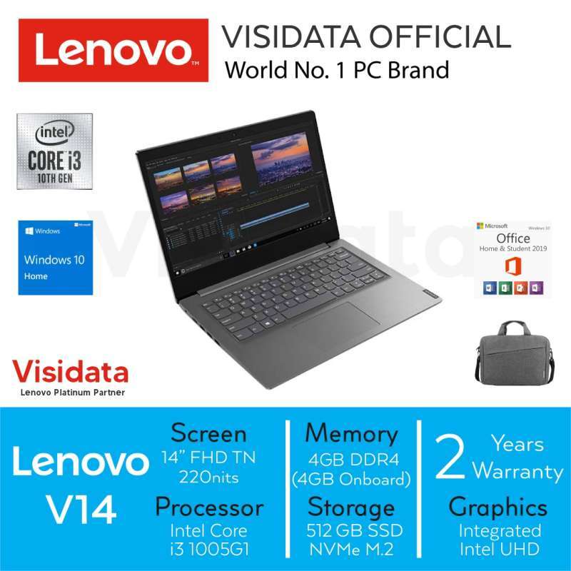 Jual Lenovo V14 IIL i3 1005G1 Win10 4GB 8GB 512GB 14 Inch HD OHS ARID di Seller Visidata1 ...