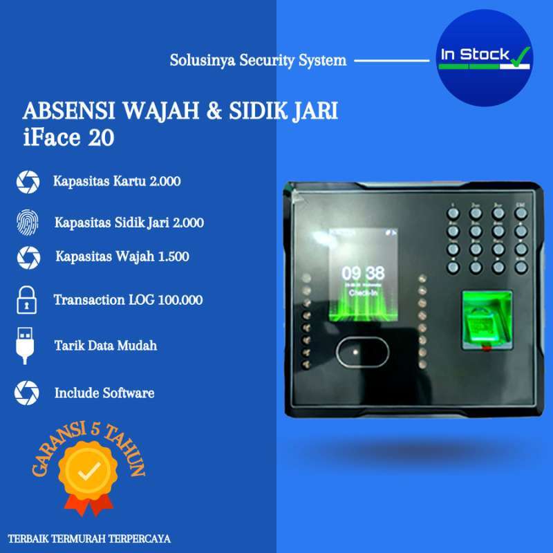 Jual Mesin Face Detection | Mesin Absensi Wajah iFace 160 ORIGINAL di ...
