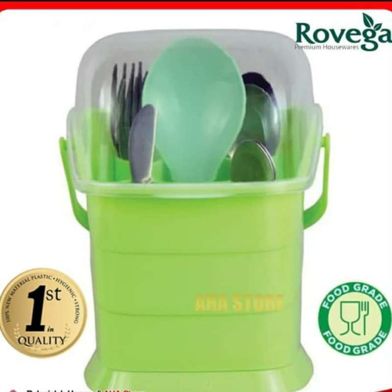 Jual Tempat Sendok Garpu Rovega 2025 Plastik Tebal Food Safe Cutlery ...