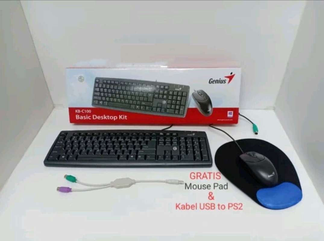 Jual Keyboard & Mouse PS2 Combo Genius KB-C100 Basic Desktop Kit di ...