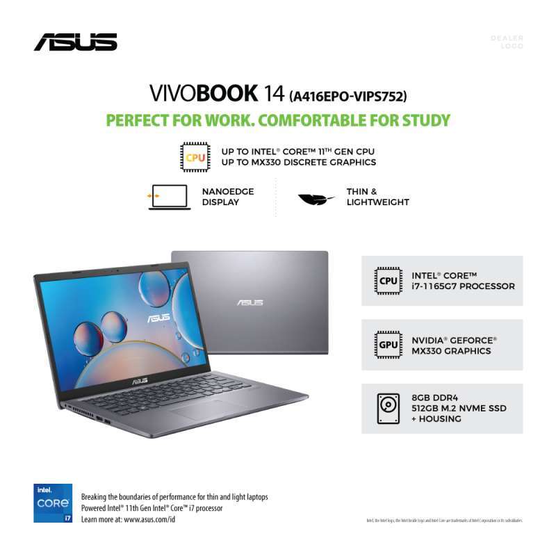 Jual ASUS VivoBook 14 A416EPO-VIPS752 - Slate Grey [Intel® Core™ i7 ...