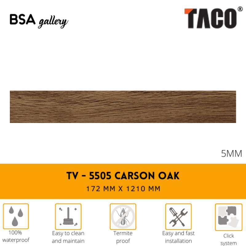 Jual Taco Spc 5mm Tv 5505 Carson Oak / Lantai Vinyl Kayu Click System ...
