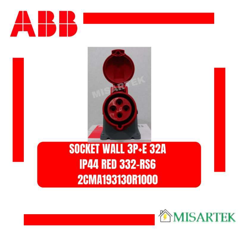 Jual Socket Wall ABB 3P+E 32A IP44 Red 332-RS6 | OP | 2CMA193130R1000 ...