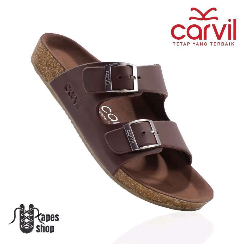 Jual SANDAL CARVIL PRIA TERBARU KULIT SINTETIS SANDAL SLOP CARVIL ...