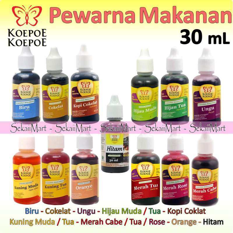 Jual KOEPOE KOEPOE Pewarna Makanan Lengkap - KUPU KUPU Food Coloring ...