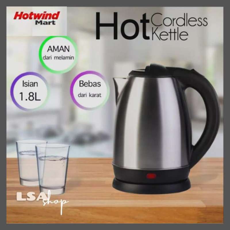 Jual Cordless Kettle Listrik Termos Listrik Pemanas Air 1.8 Liter Teko ...